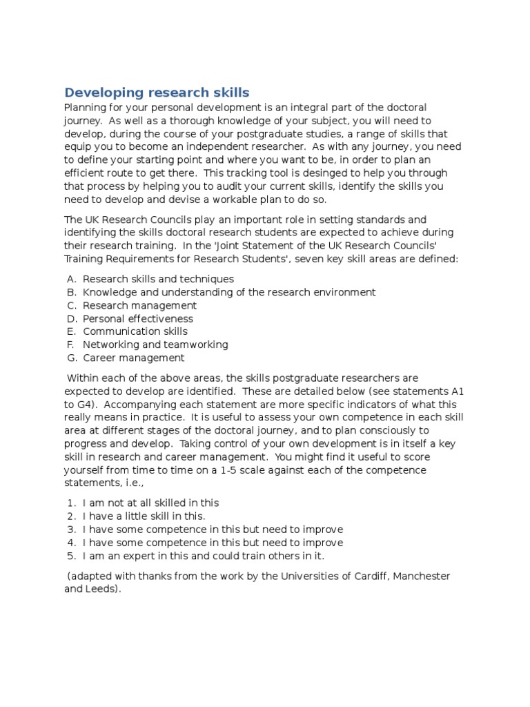 Developing Research Skills | PDF | Evaluation | Doctorate