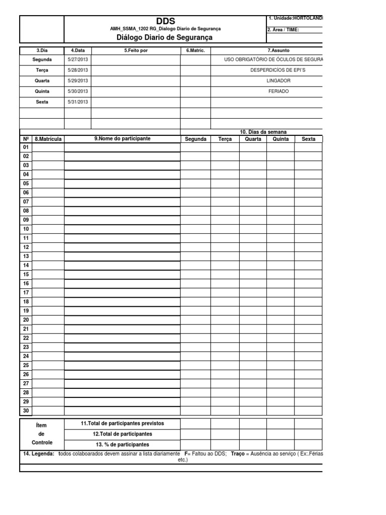 Lista de presença DDS
