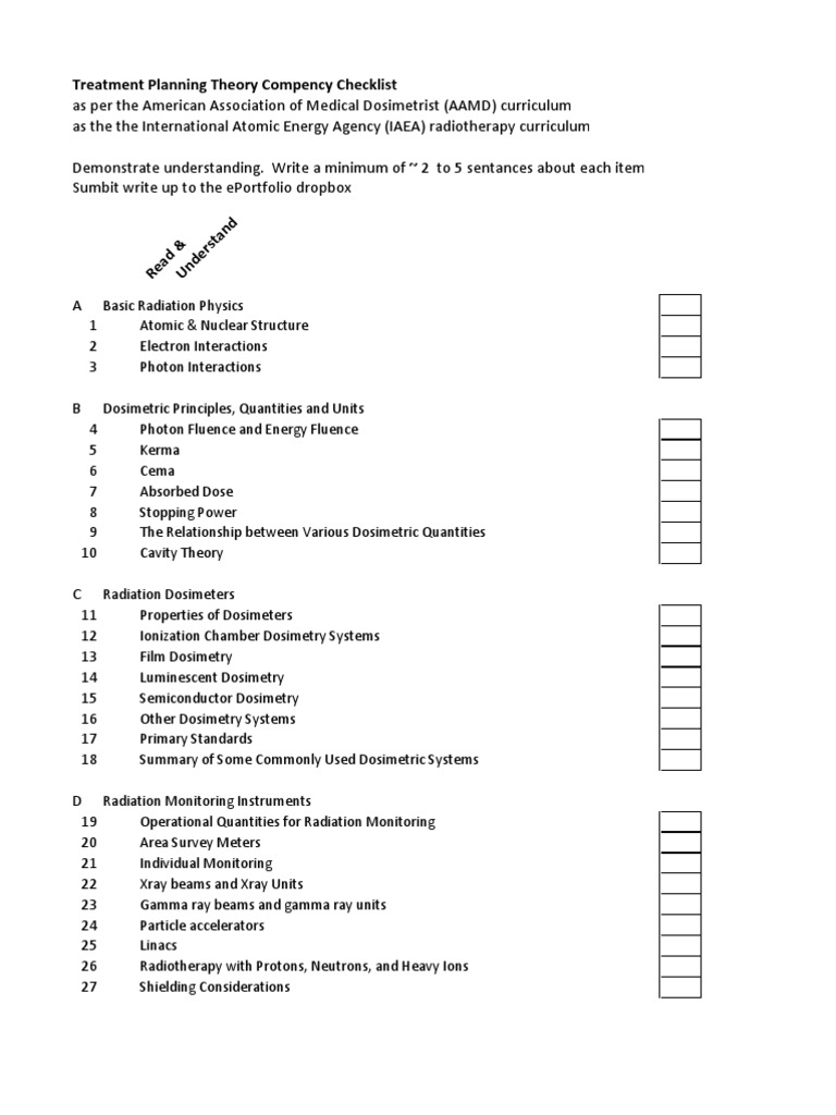 003 Treatment Planning Theory Checklist | PDF | Radiation Therapy ...