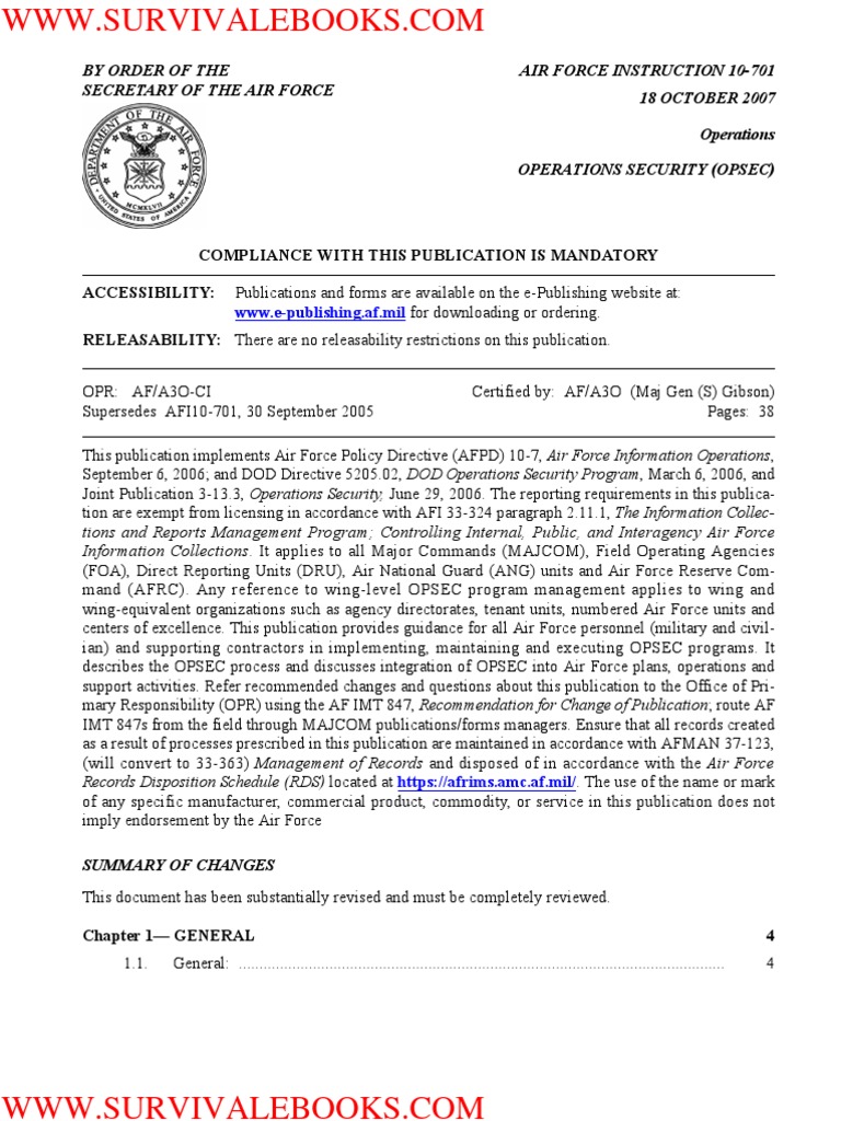 2007 Us Air Force Operations Security (Opsec) | United States Air Force ...