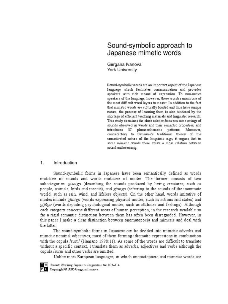 Sound Symbolism Approach Japanese Word PDF | PDF | Japanese Language | Word