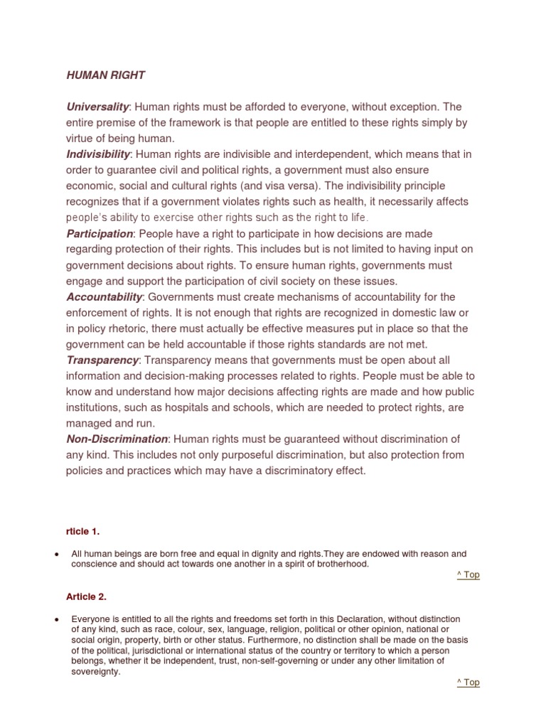 Defining the Core Principles of Universality, Indivisibility ...