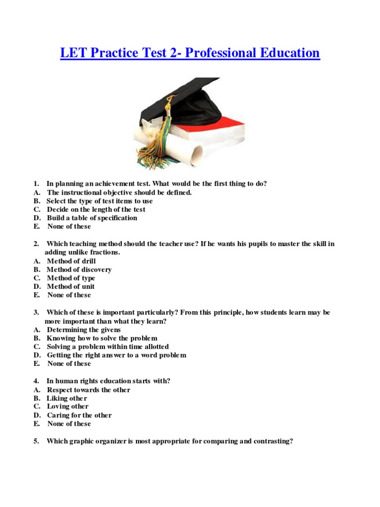 LET Practice Test 2-Professional Education | PDF | Test (Assessment ...
