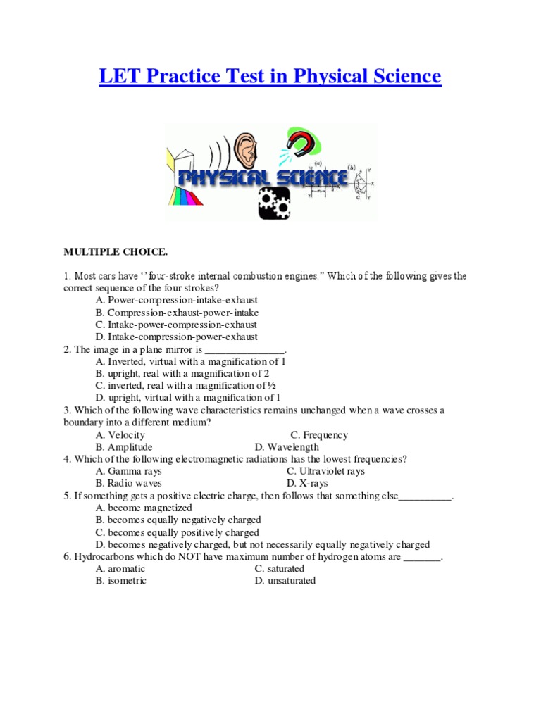 LET Practice Test in Physical Science | PDF | Force | Waves
