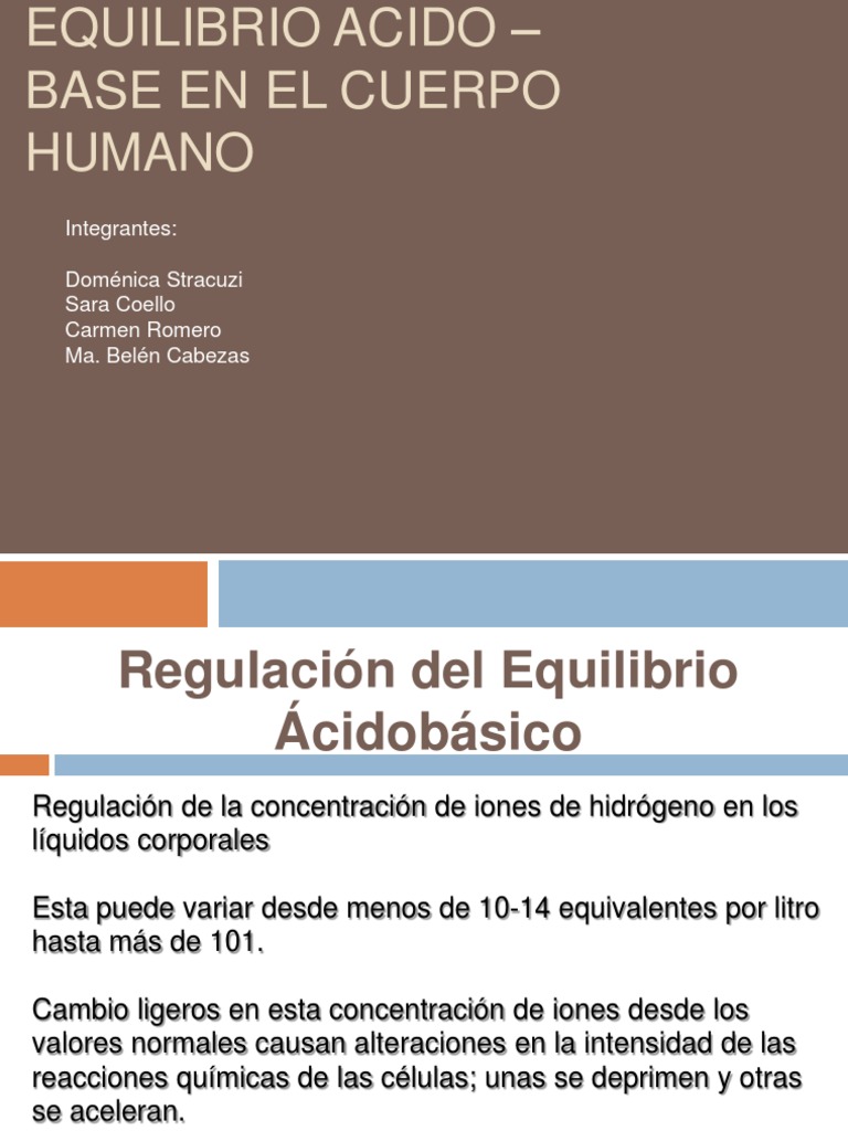 Regulación Del Equilibrio Ácidobásico | PDF | Riñón | Solución tampón