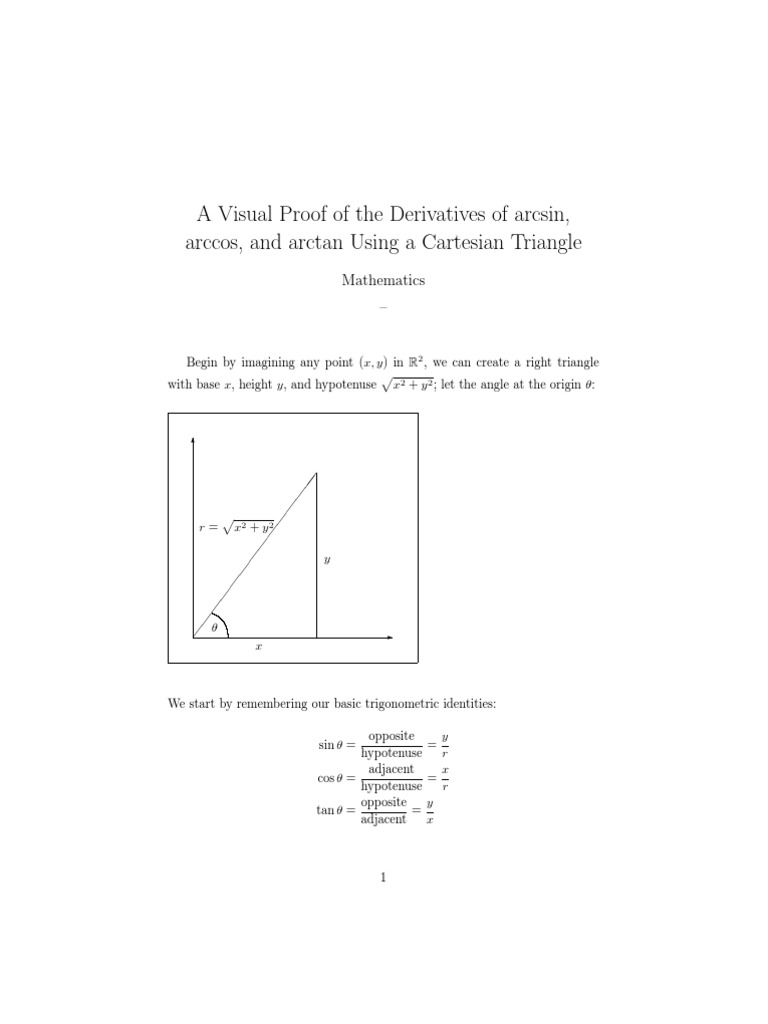 A Visual Proof of the Derivatives of arcsin, arccos, and arctan Using a ...