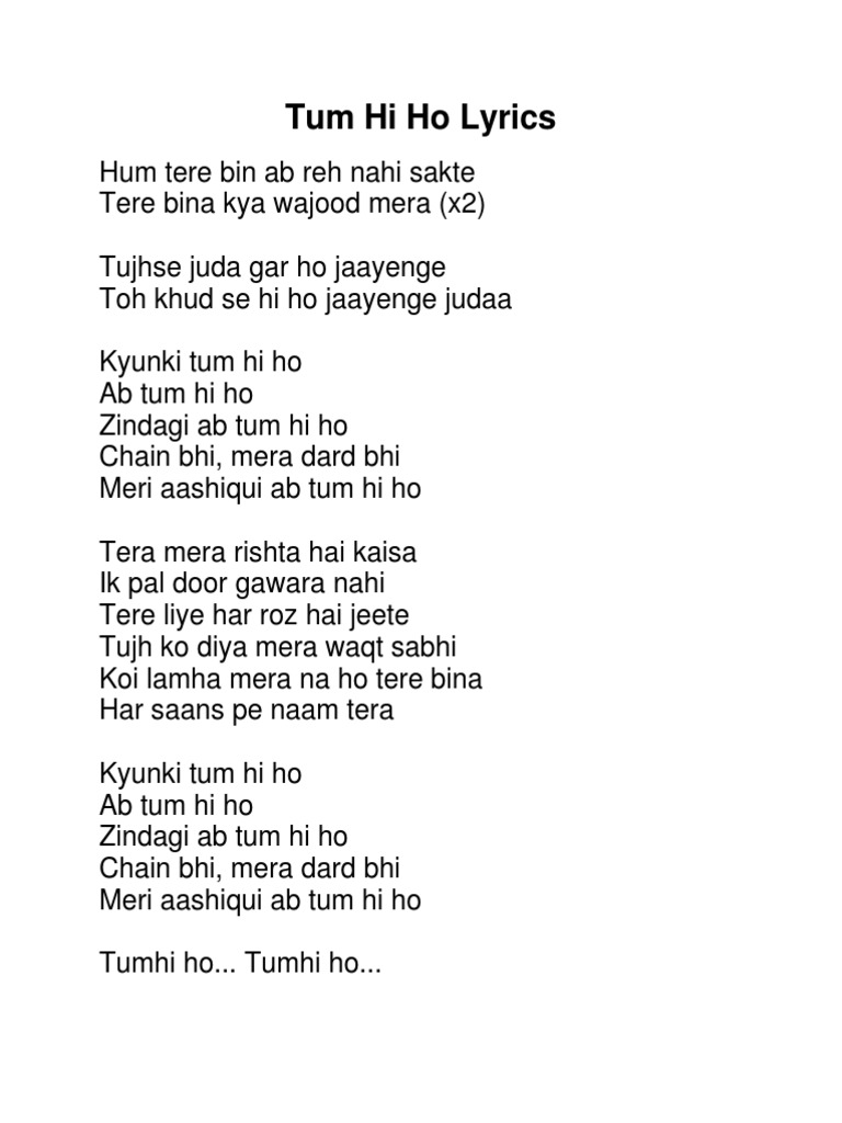 Tum Hi Ho Lyrics | PDF