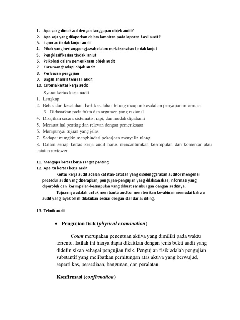 Internal Audit Tentang Kertas Kerja | PDF