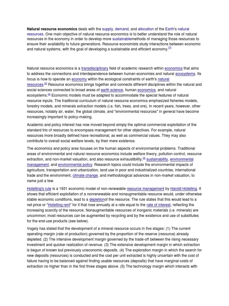Natural Resource Economics | PDF | Economics | Resource