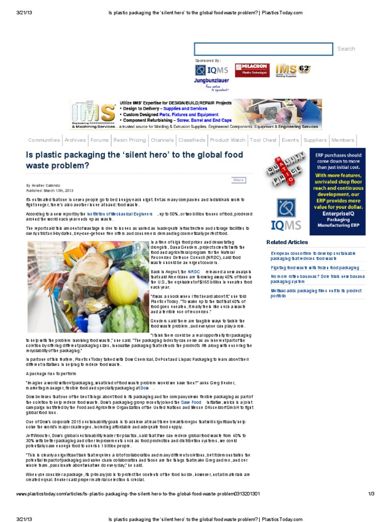 Is Plastic Packaging The Silent Hero' To The Global Food Waste Problem ...