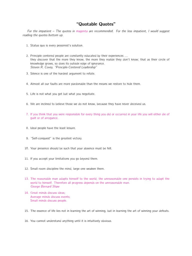 Quotable Quotes | PDF | Wisdom | Meaning Of Life