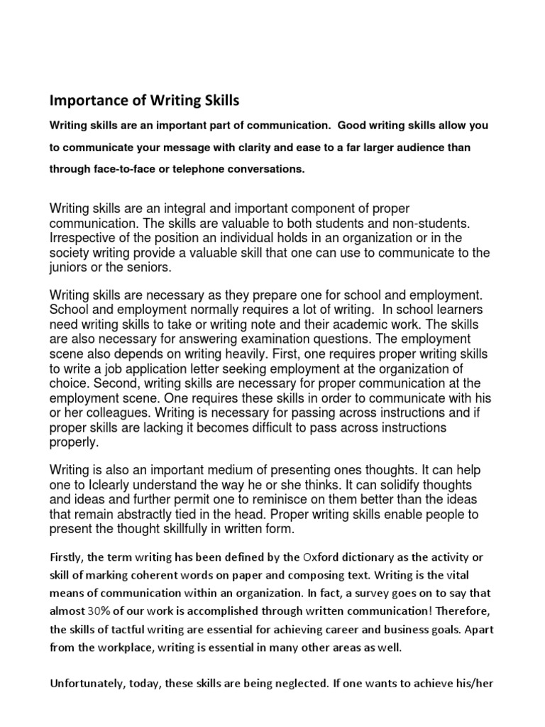Importance of Writing Skills | PDF | Science | Adolescence