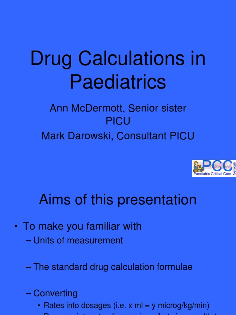 Pediatric Drug Calculation Methods | PDF | Dose (Biochemistry) | Chemistry