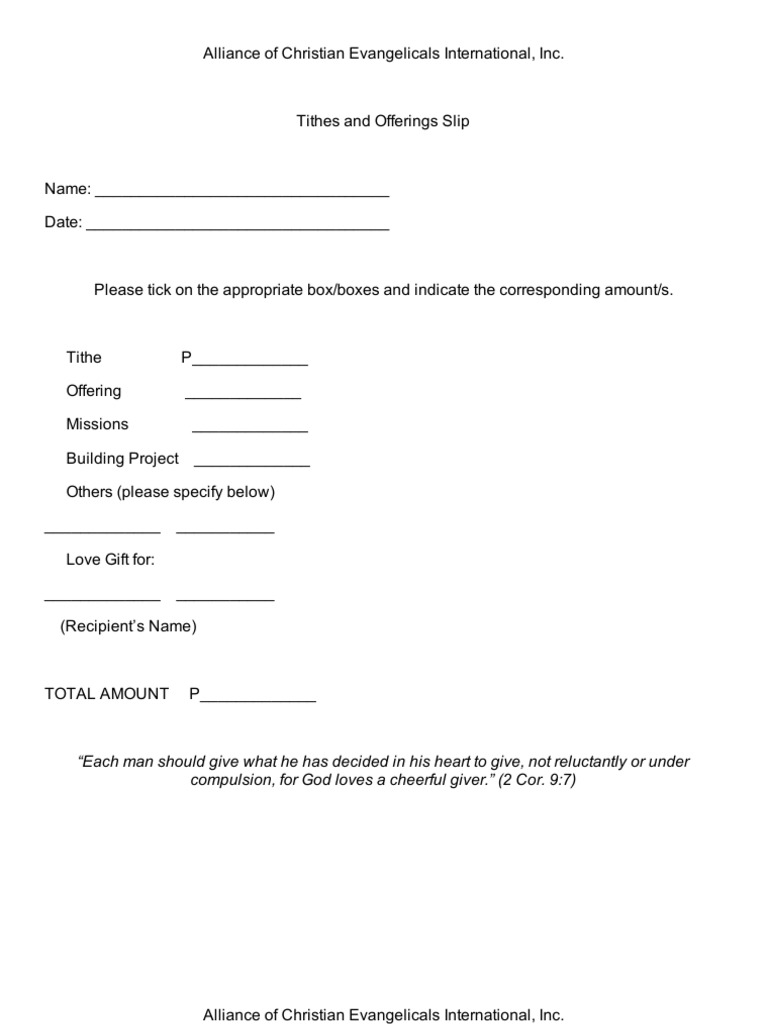 Offering Slip | PDF | Tithe | Protestant Denominational Families