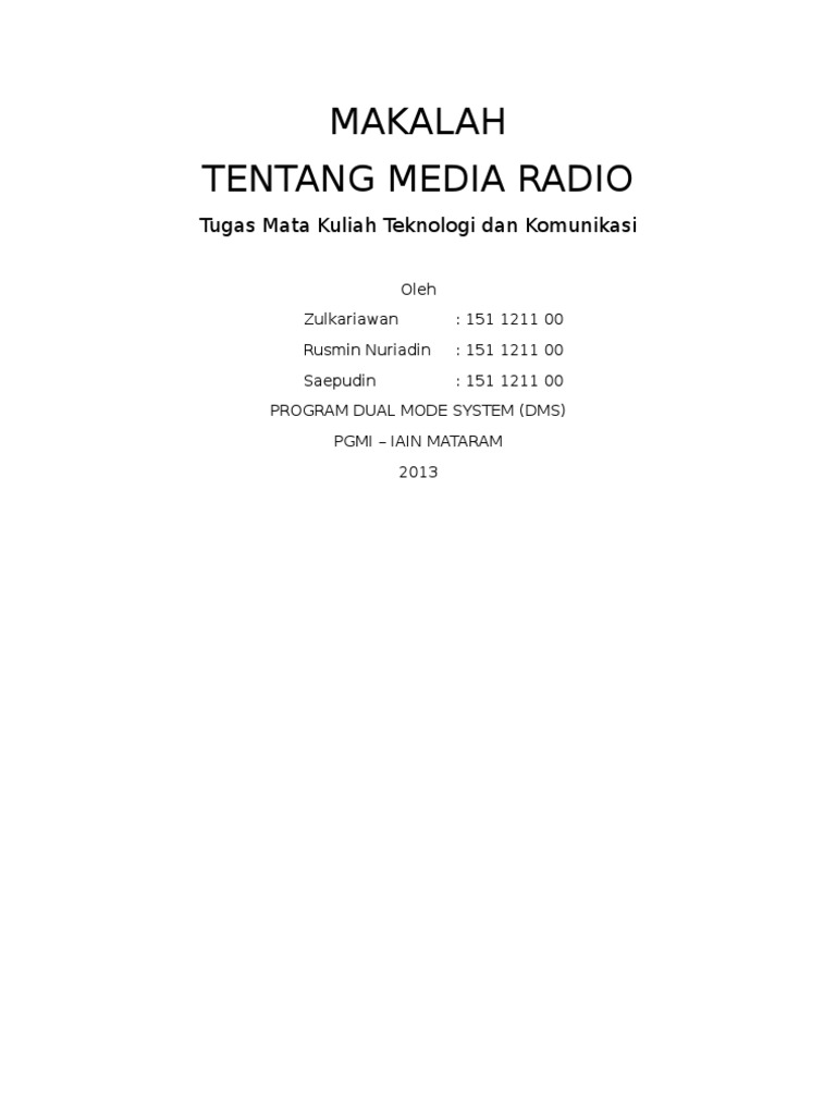Media Radio dalam Pendidikan | PDF