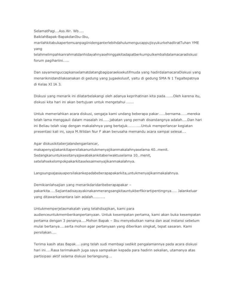 Contoh Naskah Moderator | PDF