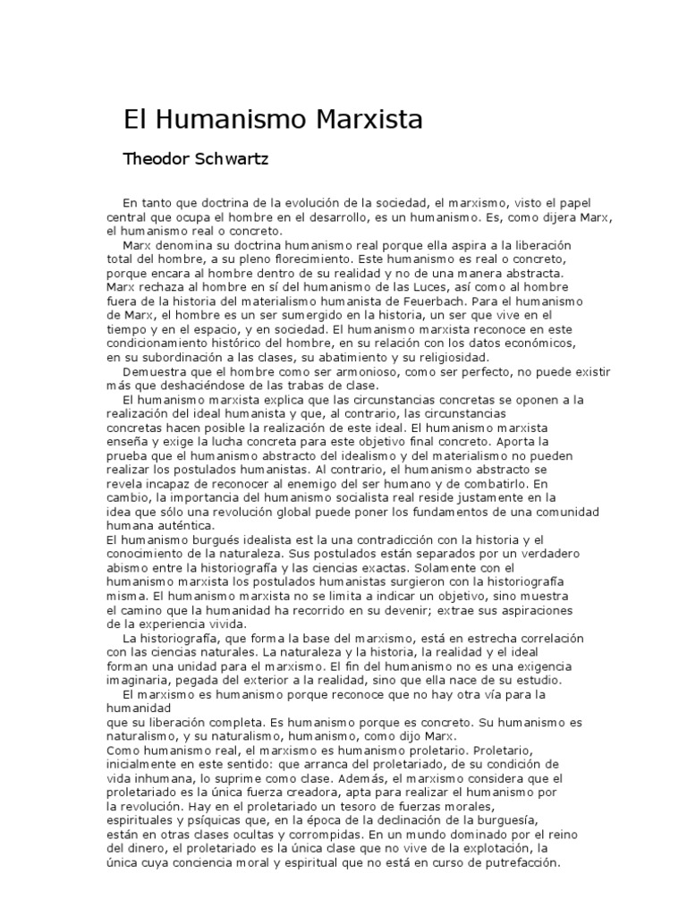 Humanismo Marxista: Liberación del Hombre | PDF | marxismo | Karl Marx