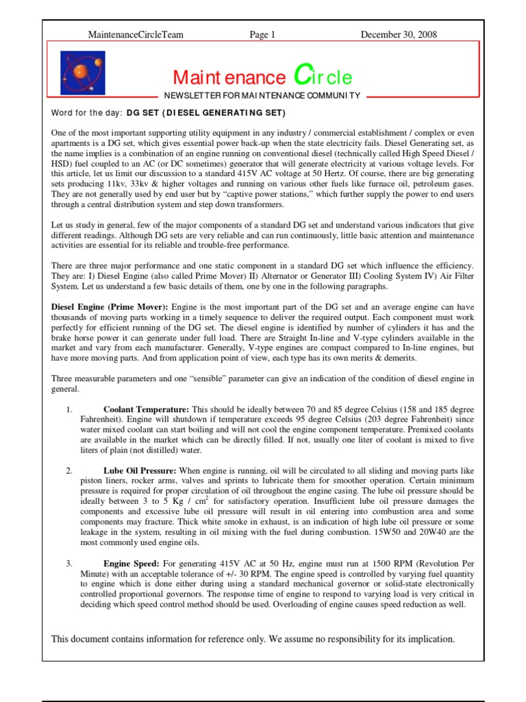 DG Set | PDF | Internal Combustion Engine | Radiator