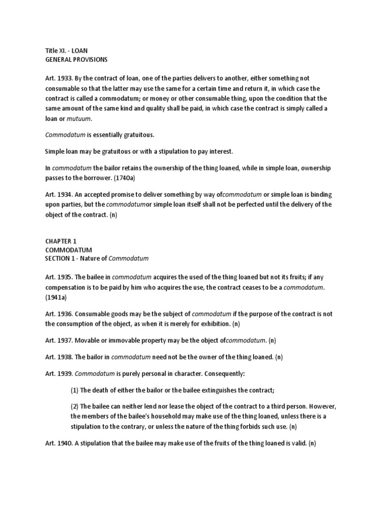 Commodatum Is Essentially Gratuitous | PDF | Guarantee | Arbitration