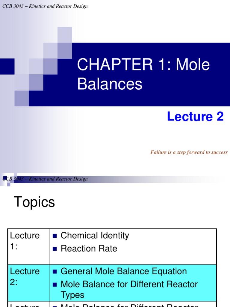 Reactor Types and Mole Balances Explained | PDF | Chemical Reactor ...