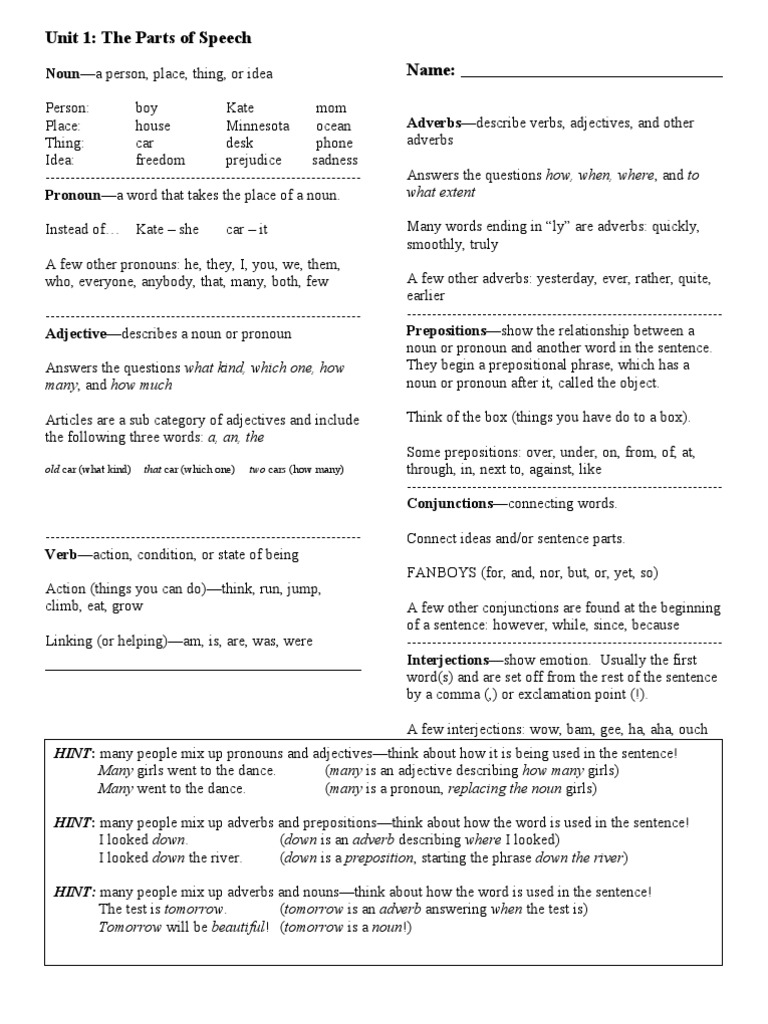Grammar Review 1 | PDF | Adverb | Noun