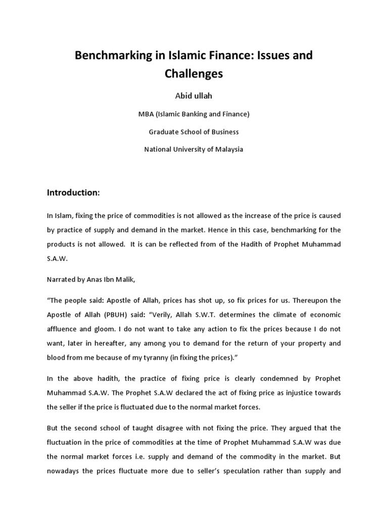 Benchmarking in Islamic Finance: Issues and Challenges | PDF | Islamic ...