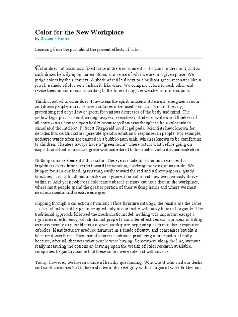 Color For The New Workplace | PDF | Color | Science