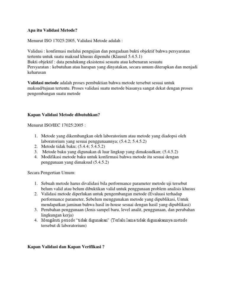Panduan Validasi Metode Analisis ISO 17025 | PDF | Pengembangan Diri