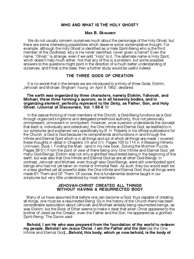 Who and What Is The Holy Ghost? | PDF | God In Mormonism | God The Father