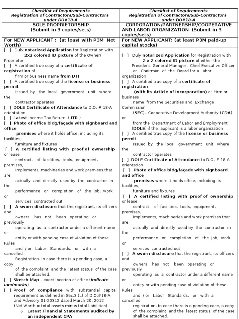 DO 18A Checklist of Requirements | PDF | U.S. Securities And Exchange ...