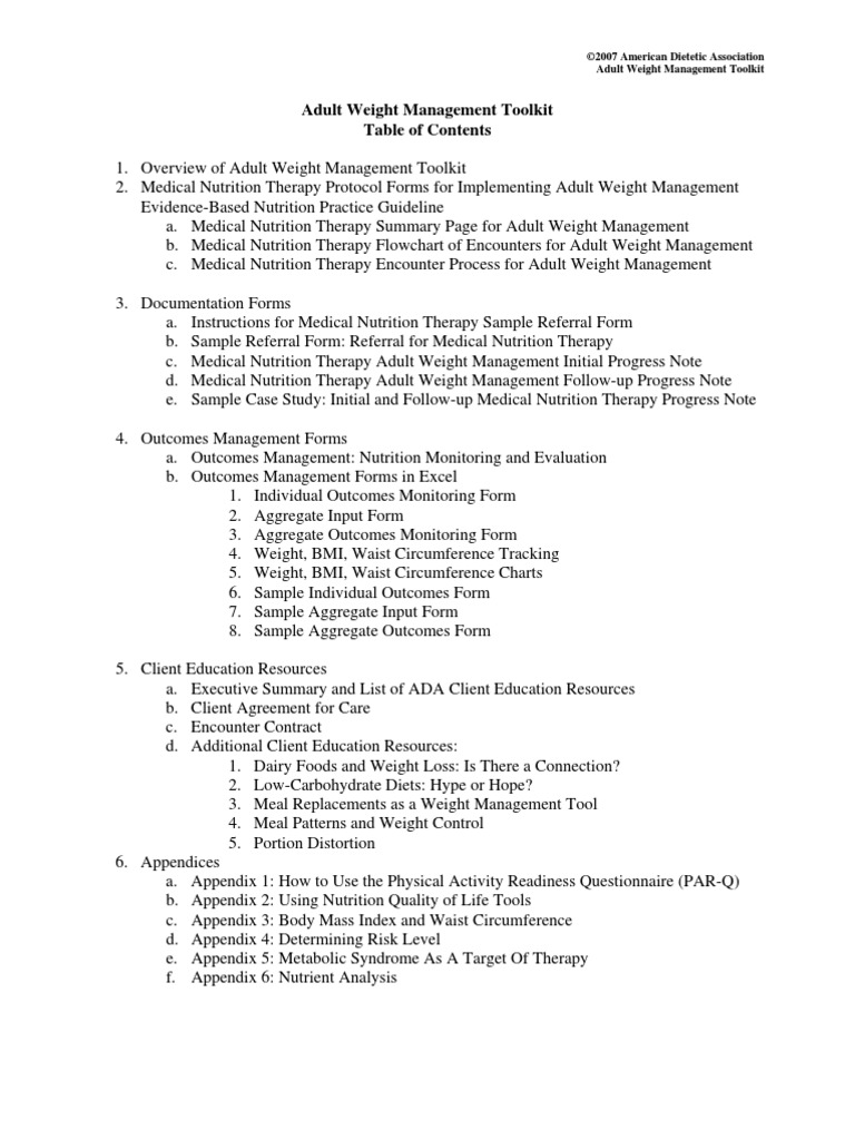 Adult Weight Management Toolkit | PDF | Weight Management | Dietary Fiber