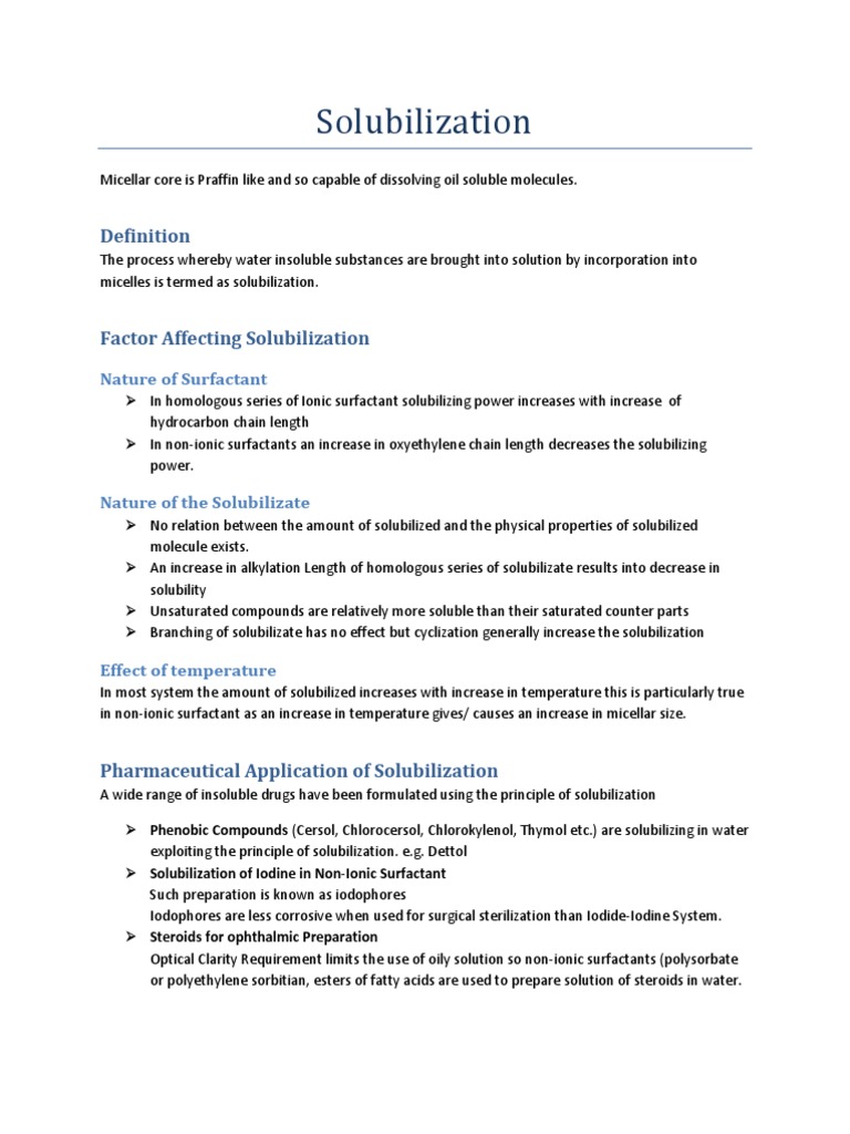 Solubilization | PDF