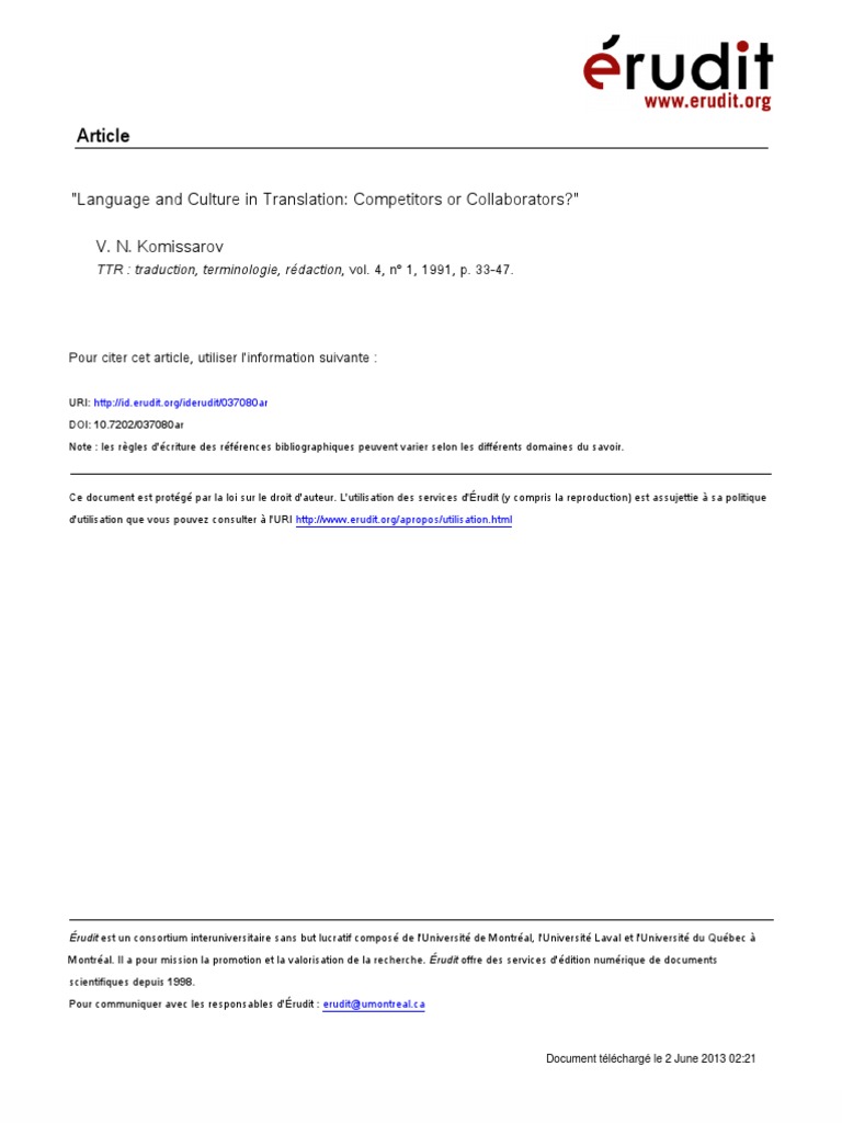 Language And Culture In Translation Pdf Translations Linguistics