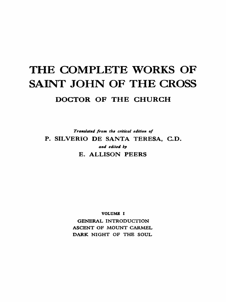 The Complete Works of Saint John of The Cross Volume 1 | PDF | John Of ...
