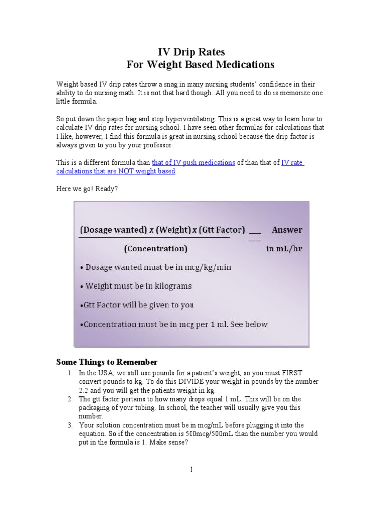 IV Drip Rates | Intravenous Therapy | Kilogram
