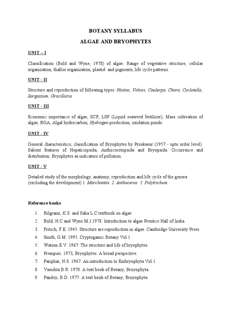 Botany Syllabus | PDF | Gene | Genetics