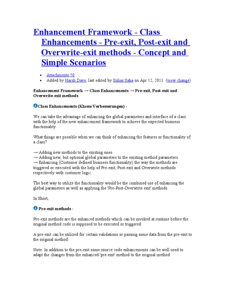Enhancement Framework Methods | PDF | Software Framework | Parameter (Computer Programming)