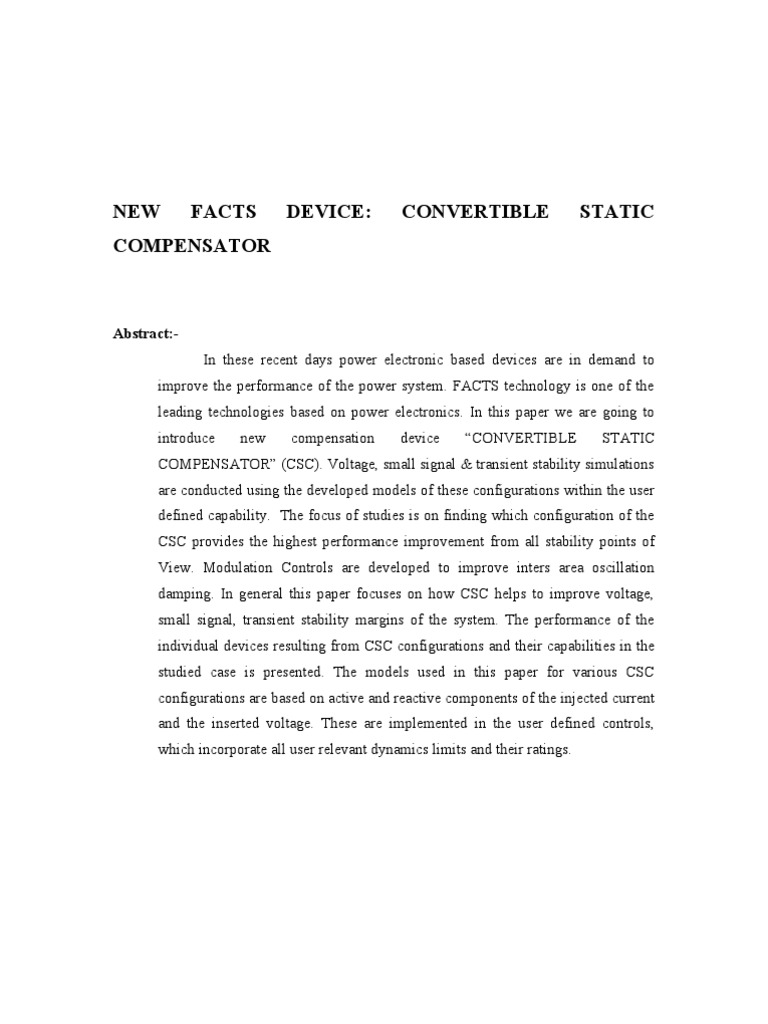 Convertible Static Compensator | PDF | Power Electronics | Ac Power