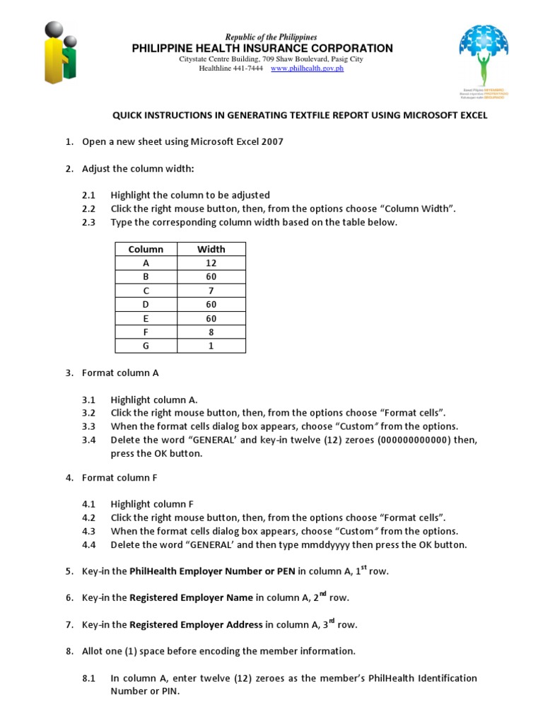 Philhealth Instructions in Generating Textfile Report Using MSExcel ... Philhealth Instructions in Generating Textfile Report Using MSExcel ...
