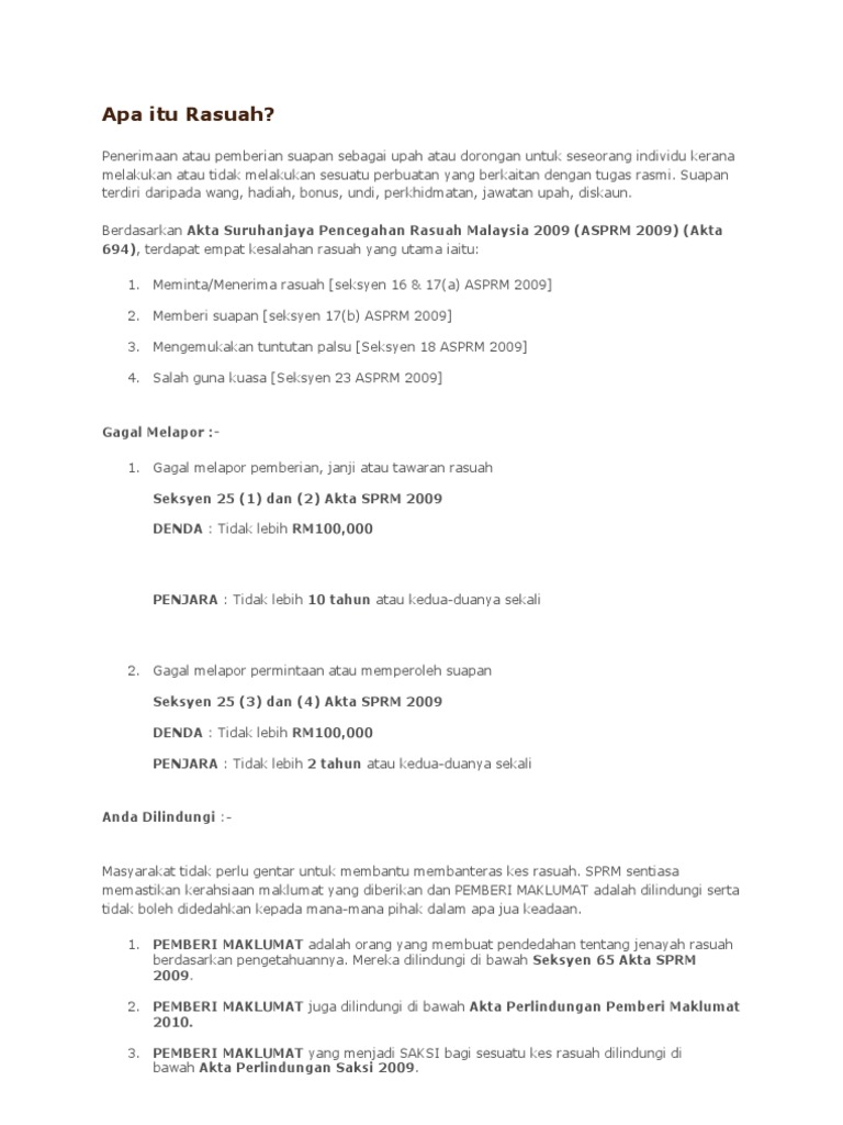 Apa Itu Rasuah | PDF