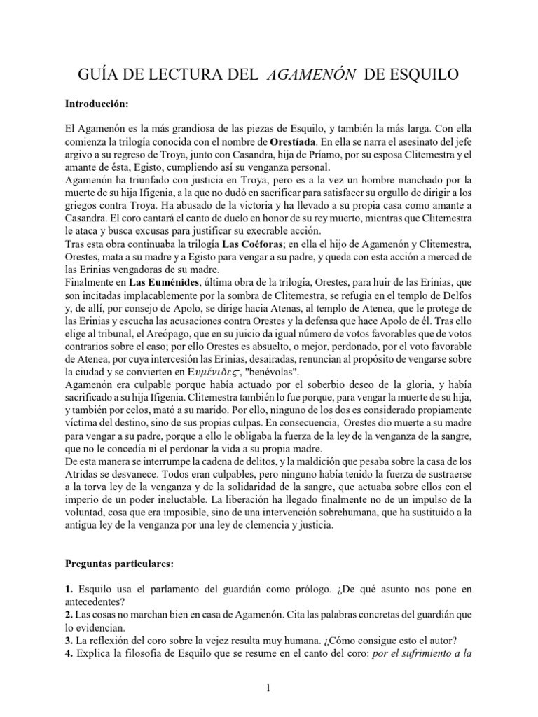 AGAMENÓN | PDF | Esquilo | Mitología griega