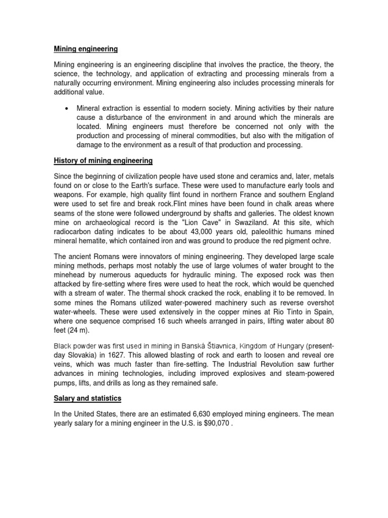 Mining Engineering Pdf Mining Nature
