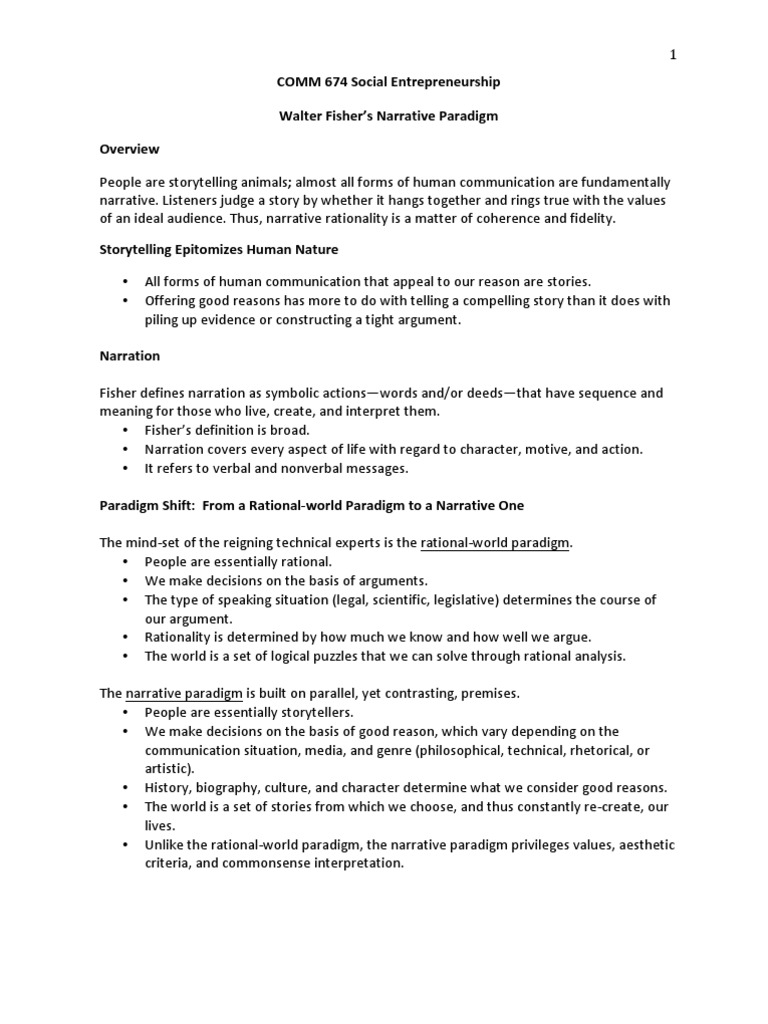 Walter Fisher's Narrative Paradigm | PDF | Narrative | Philosophical ...