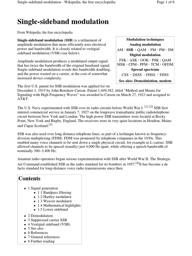 SSB Single-Sideband Modulation | PDF | Modulation | Sound Production ...