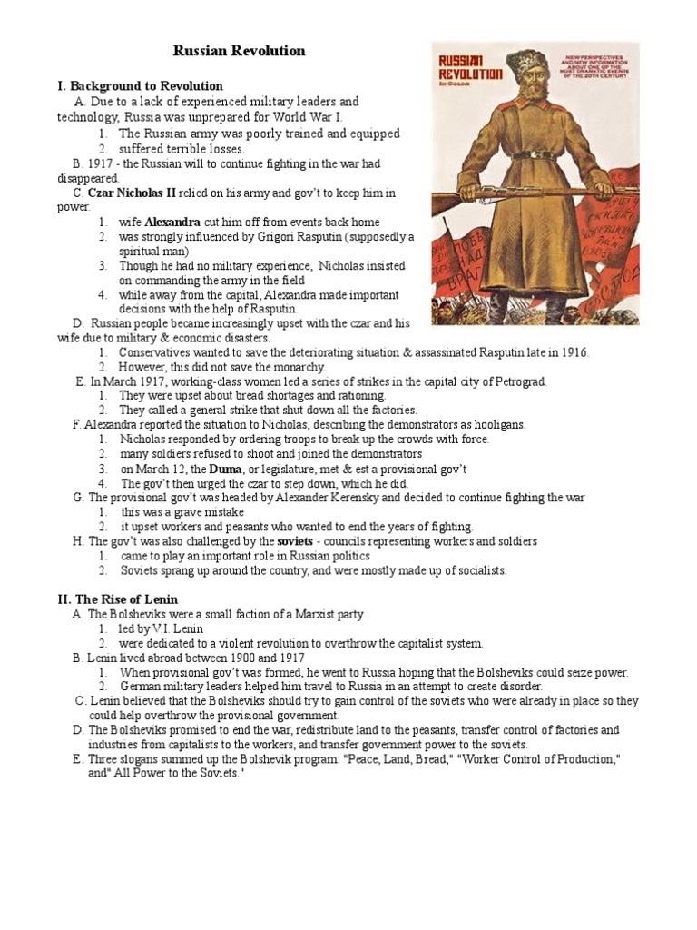 Russian Revolution Notes | PDF | Bolsheviks | Soviet Union
