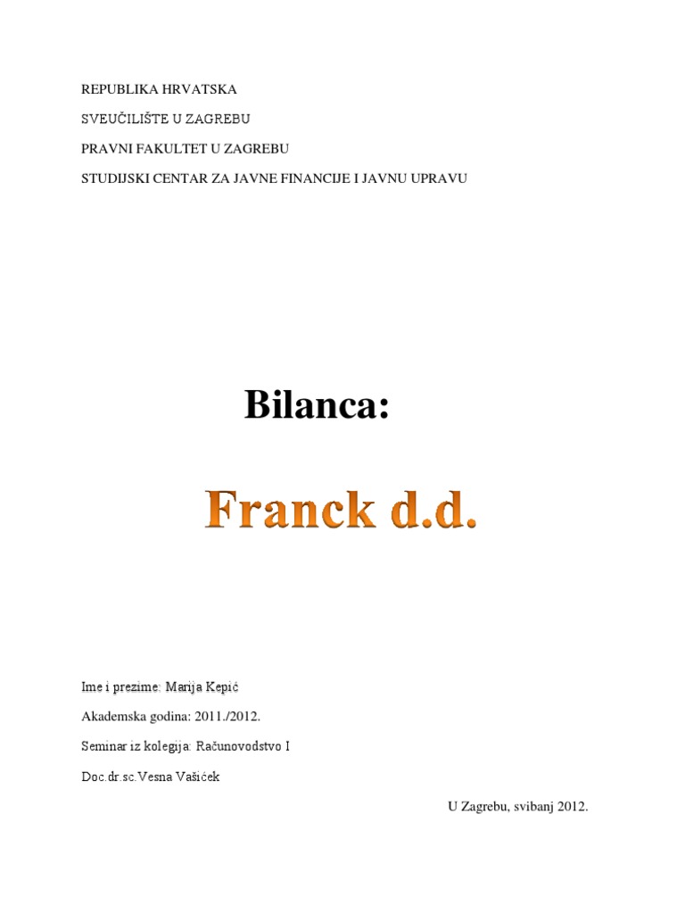 Bilanca - Seminar | PDF