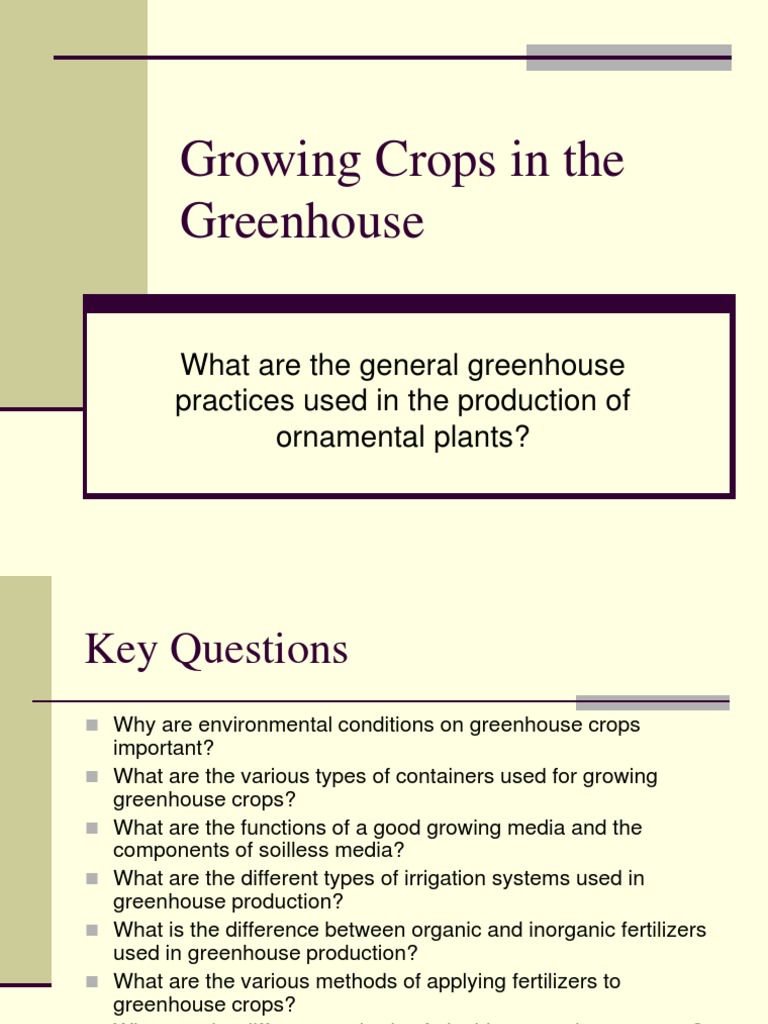 Growing Crops in the Greenhouse | Greenhouse | Irrigation