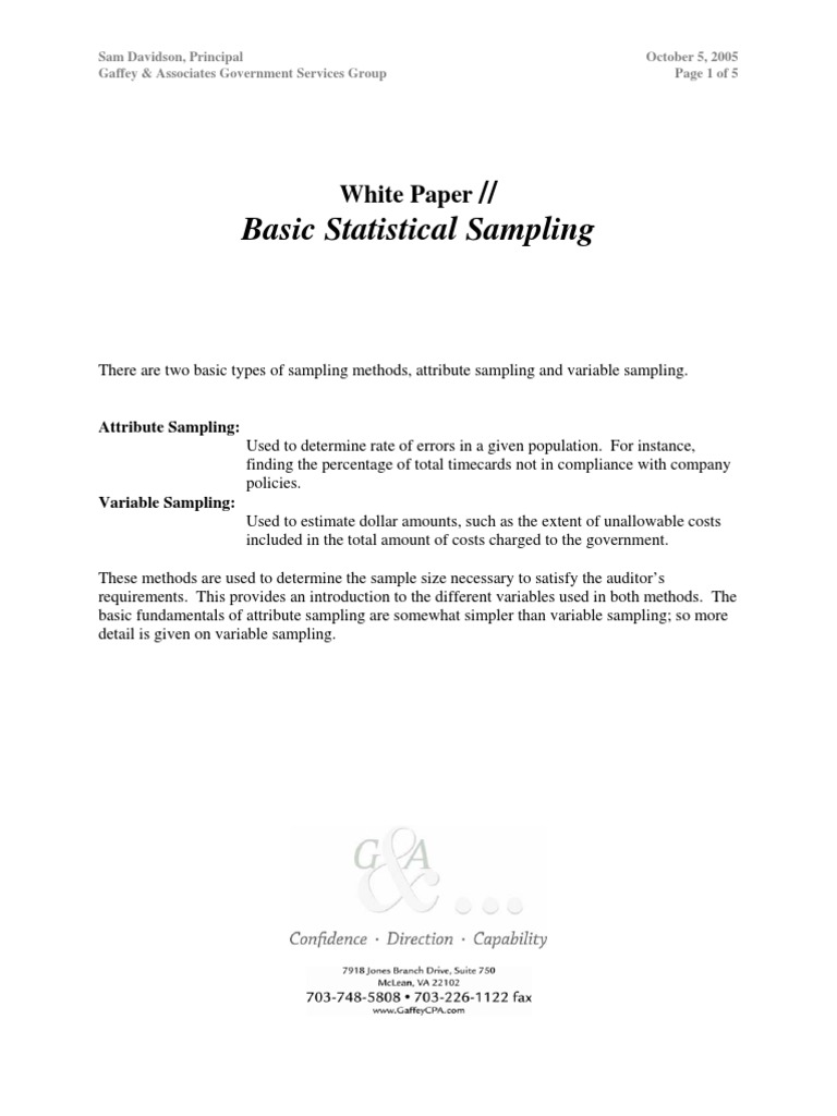 Basic Statistical Sampling | PDF | Confidence Interval | Sample Size Determination