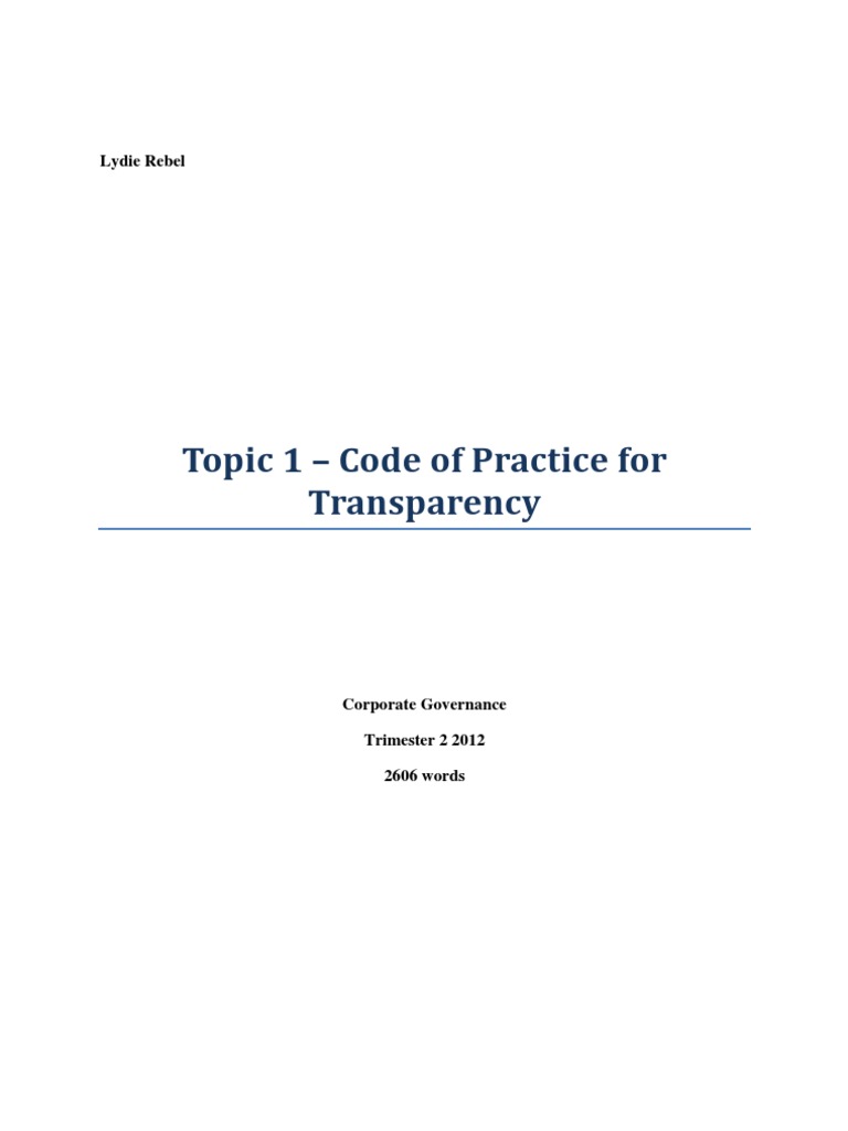 Corporate Transparency Code of Practice | PDF | Career & Growth | Business
