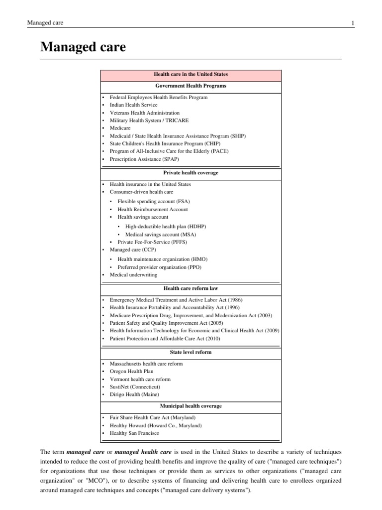 Managed Care | PDF | Managed Care | Health Maintenance Organization